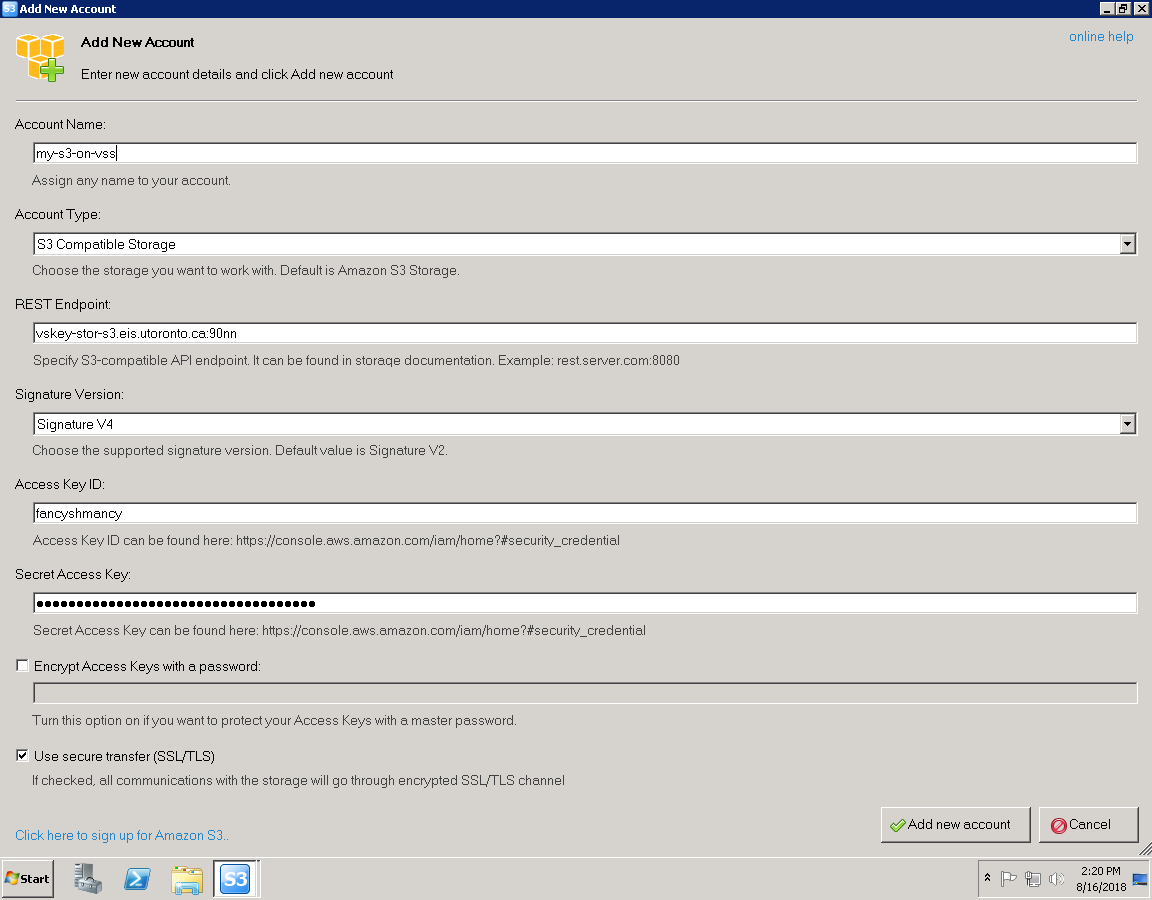 S3 Browser (config example)